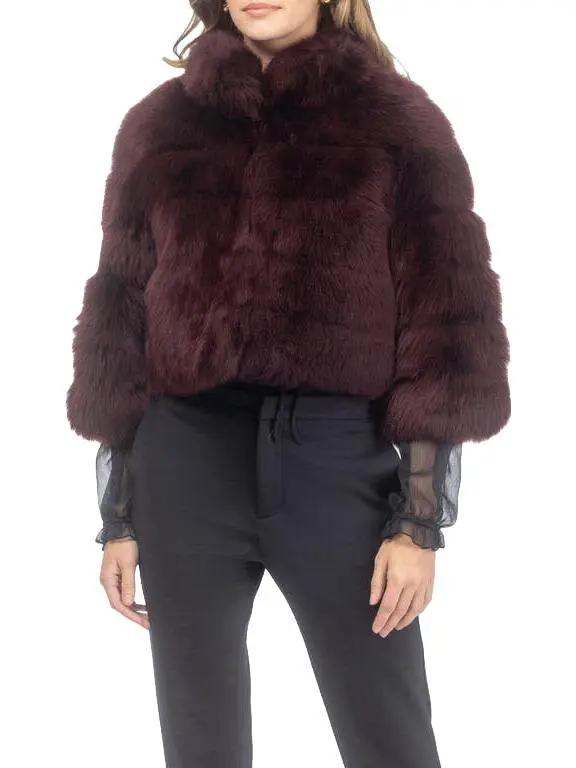 Gorski Genuine Shearling Bolero - Burgundy