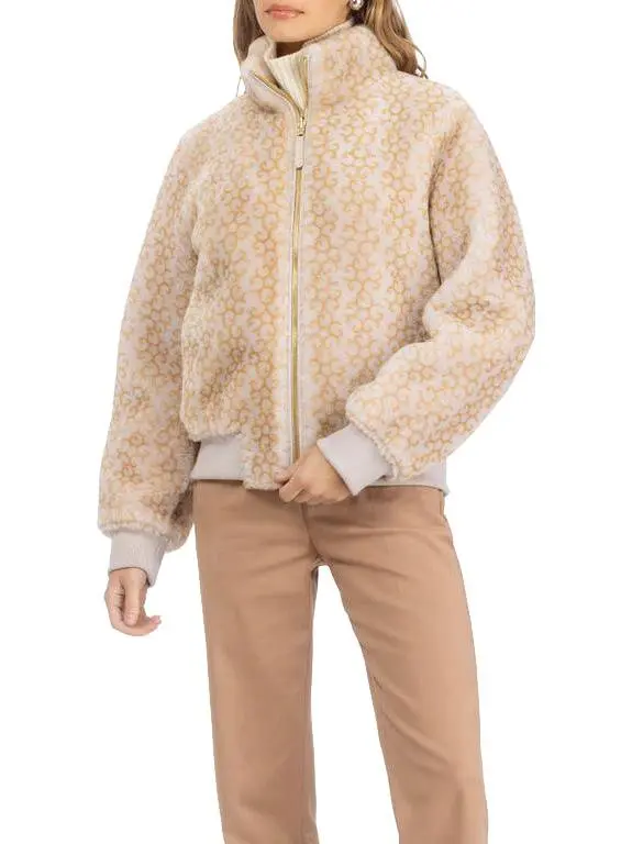 Gorski Genuine Shearling Insignia Bomber Jacket - Cream/palomino Nsignia/gold