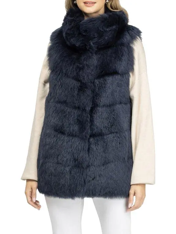 Gorski Genuine Shearling Vest - Navy/navy
