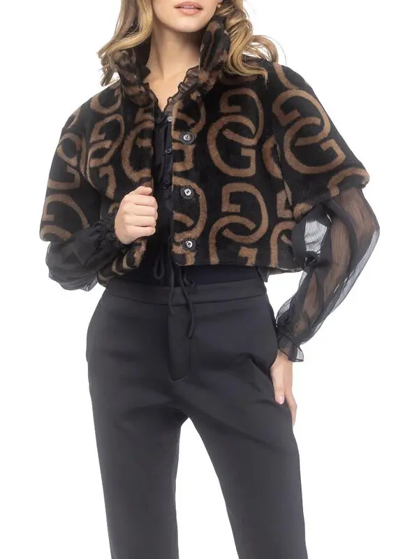 Gorski G Printed Reversible Shearling Bolero - Black/chestnut
