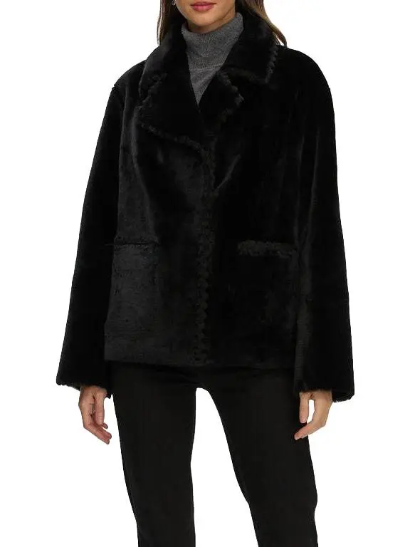Gorski Reversible Shearling Jacket With Embroidered Trim - Black/black