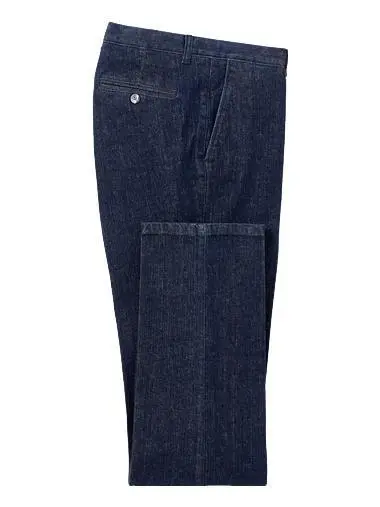 PAUL FREDRICK Flat Front Denim Pants - Dark Blue