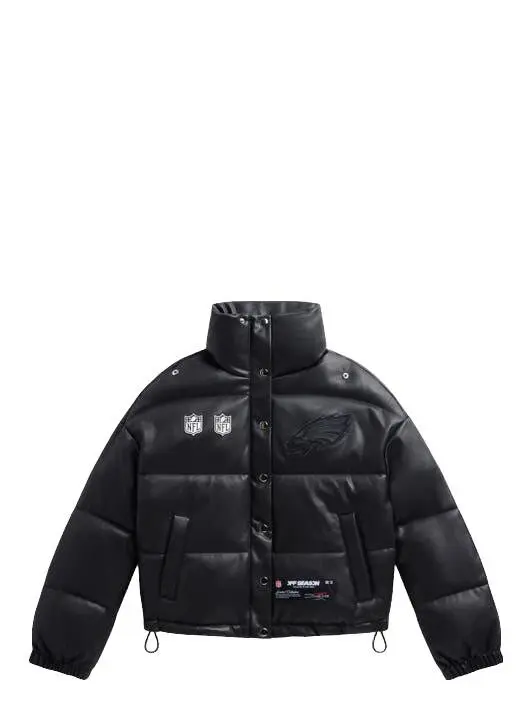 OFF SEASON Philadelphia Eagles Faux Leather Puffer Jacket - Black