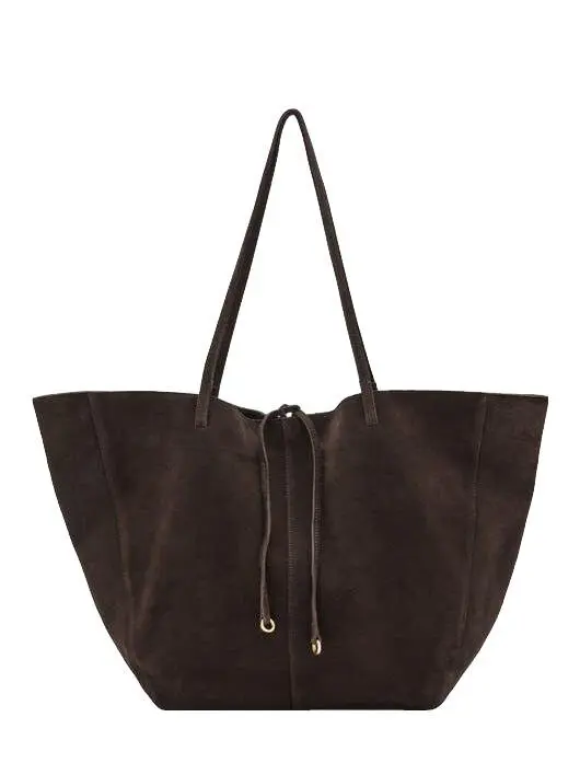 Mango Suede Shopper Bag - Chocolate