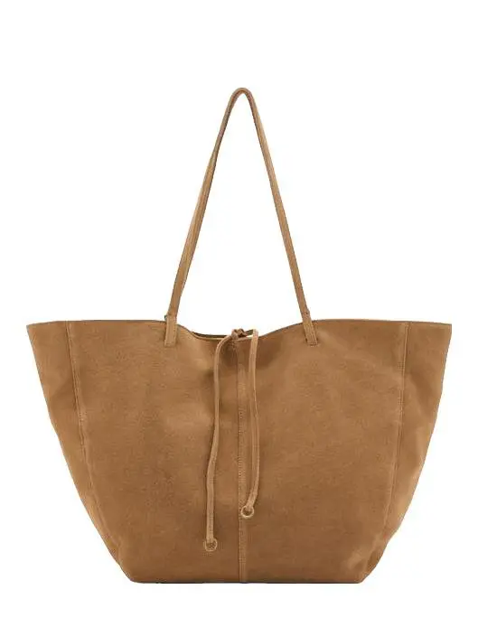Mango Suede Shopper Bag - Leather
