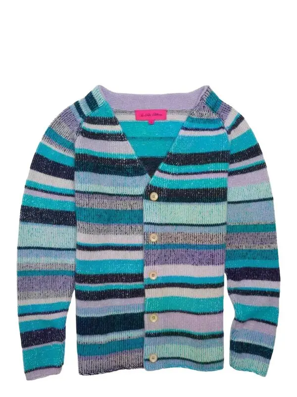 THE ELDER STATESMAN Striped Buttoned Cardigan - Blue