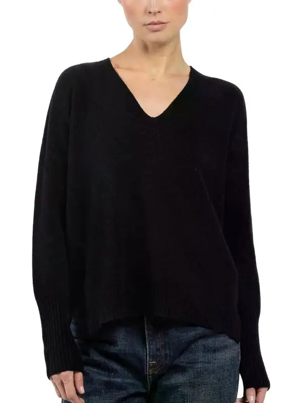 KONTATTO V-neck Long Sleeve Sweater - Black