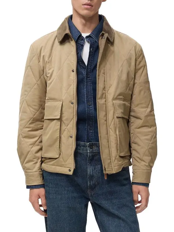Mango Quilted Water-repellent Jacket - Beige