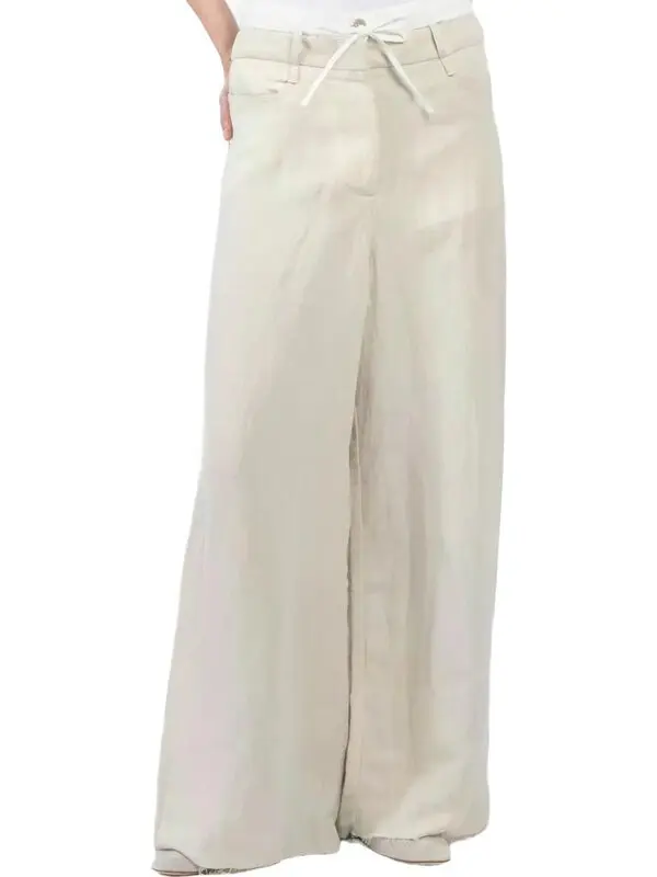 Masnada Frayed Palazzo Pants - Neutrals