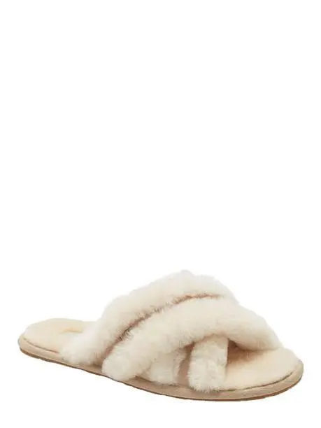 UGG Scuffita Genuine Shearling Slide Slipper - Sand