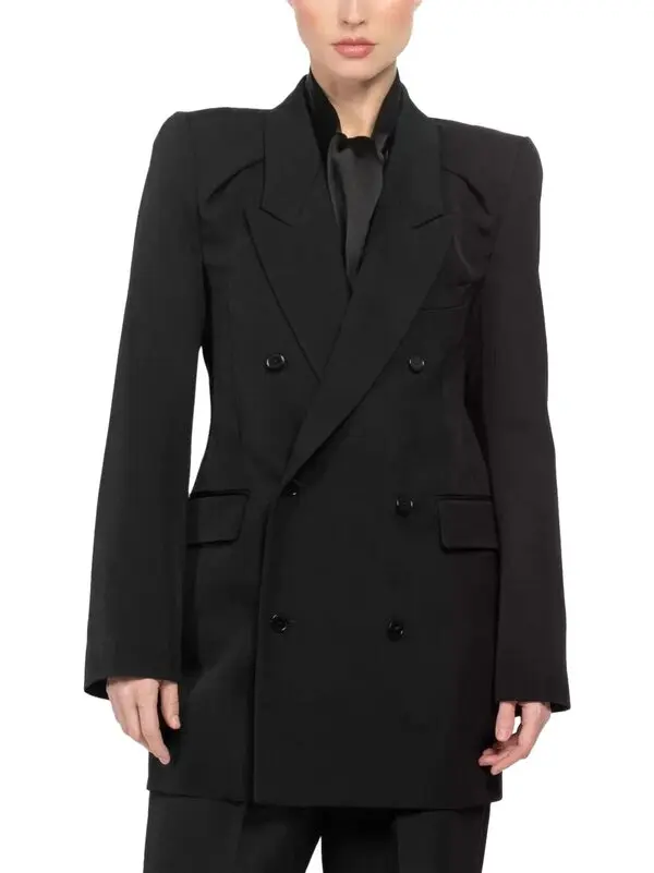 ALAINPAUL Double-breasted Jacket With Shoulder Pads - Black