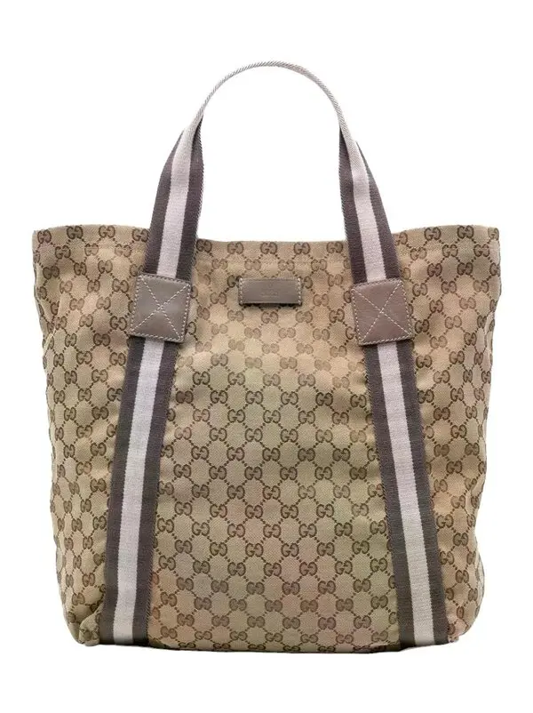 Gucci Gg Canvas Web Tote Bag - Brown
