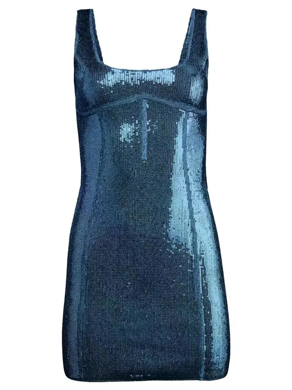 Fleur Du Mal Sequin Embellished Mini Dress - Blue