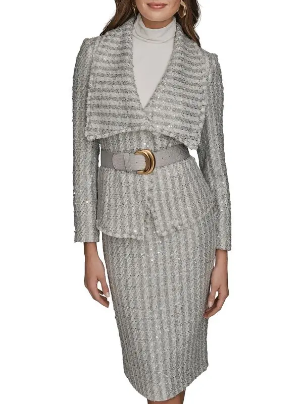 Donna Karan New York Wide Lapel Sequin Tweed Jacket - Vapor Multi