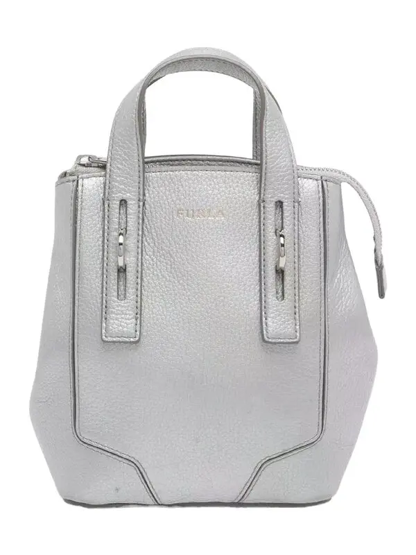 Furla Mini Perla Leather Tote Bag - Silver