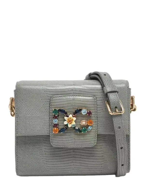 Dolce & Gabbana Millennials Embossed Crystal-logo Mini Bag - Grey