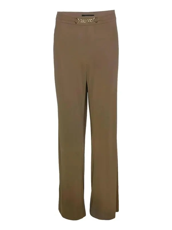 ELENA MIRO` Jersey Trousers With Chain Detail - Brown