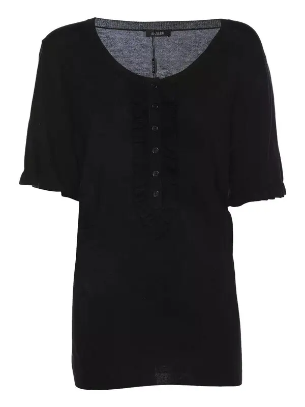 BASLER Ruffle-detail Button Blouse - Black