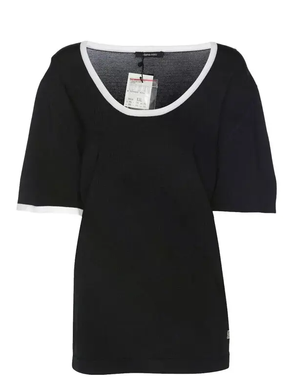 ELENA MIRO` Contrast-trim T-shirt - Black