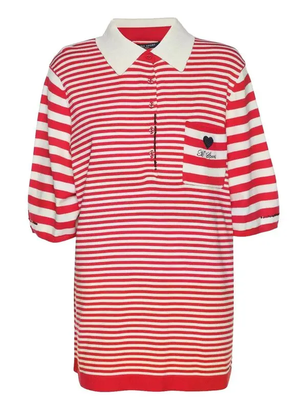 Marina Rinaldi Striped Polo Shirt - Red
