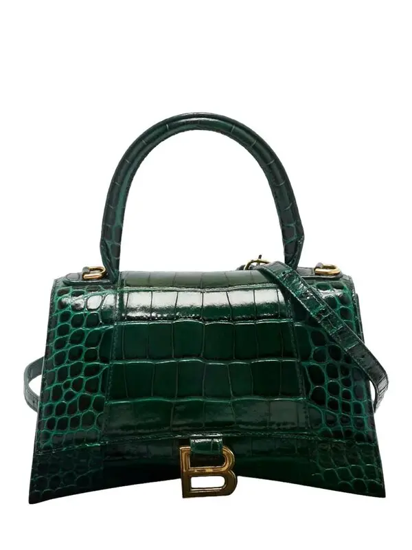 Balenciaga Hourglass Crocodile-embossed Leather Tote - Green