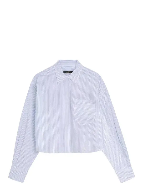 Rag & Bone Striped Cropped Shirt - White