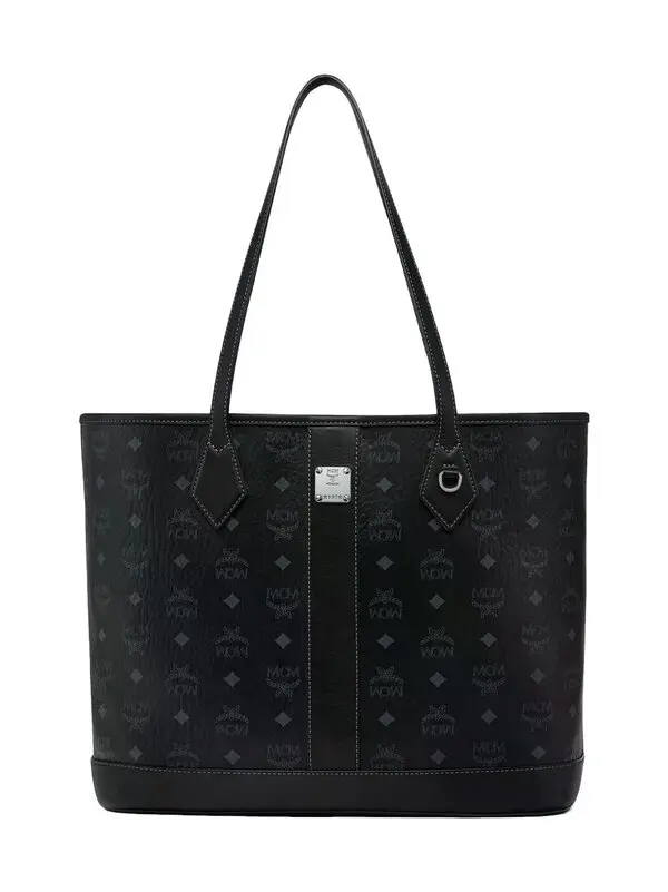 Mcm Logo-plaque Tote Bag - Black