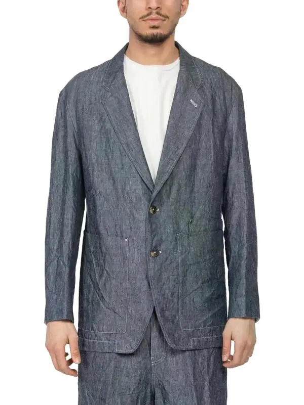 FORME D'EXPRESSION Pocket Single-breasted Jacket - Blue