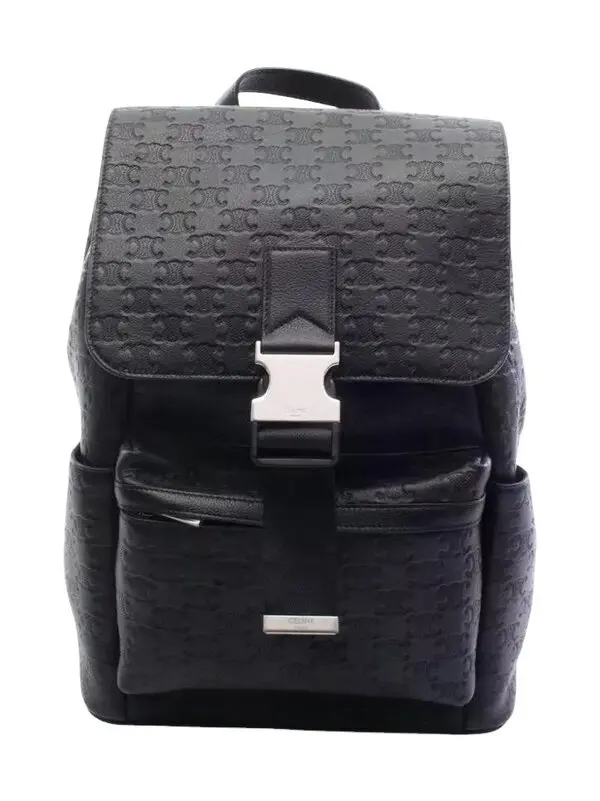 Celine Embossed Calfskin Triomphe Backpack - Black