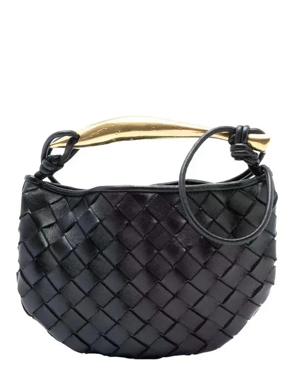 Bottega Veneta Baby Lambskin Intrecciato Sardine Satchel - Black