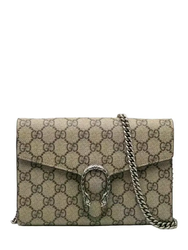 Gucci Gg Supreme Dionysus Chain Wallet - Brown