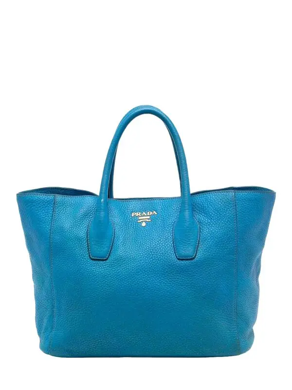 Prada Vitello Daino Open Convertible Tote Satchel - Blue