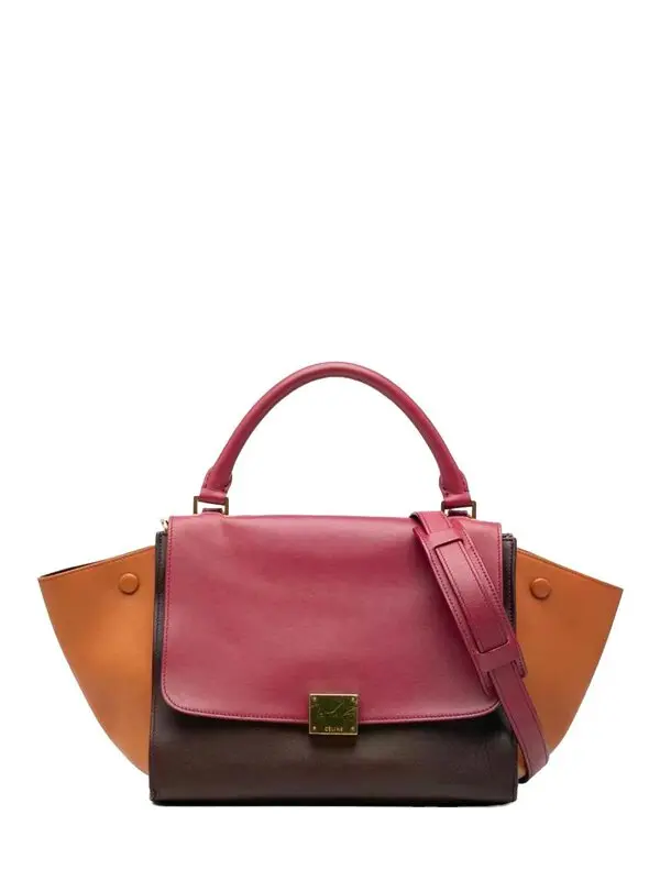 Celine 2014 Small Tricolor Leather Trapeze Satchel - Brown