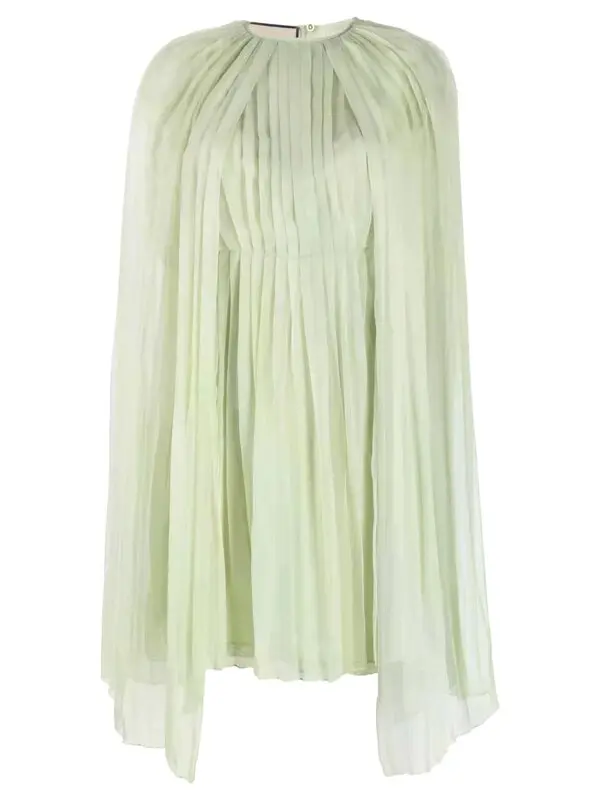 Gucci Pleated Cape-detail Mini Dress - Green