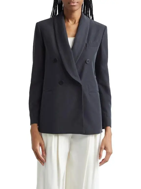Emporio Armani Relaxed-fit Double-breasted Cupro Blazer - Solid Black