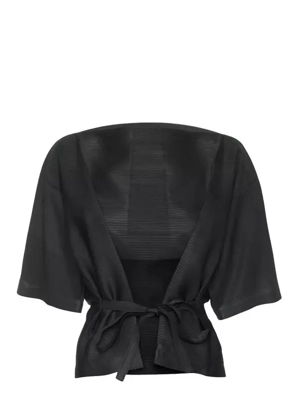Issey Miyake Tie-fastening Pleated Top - Black