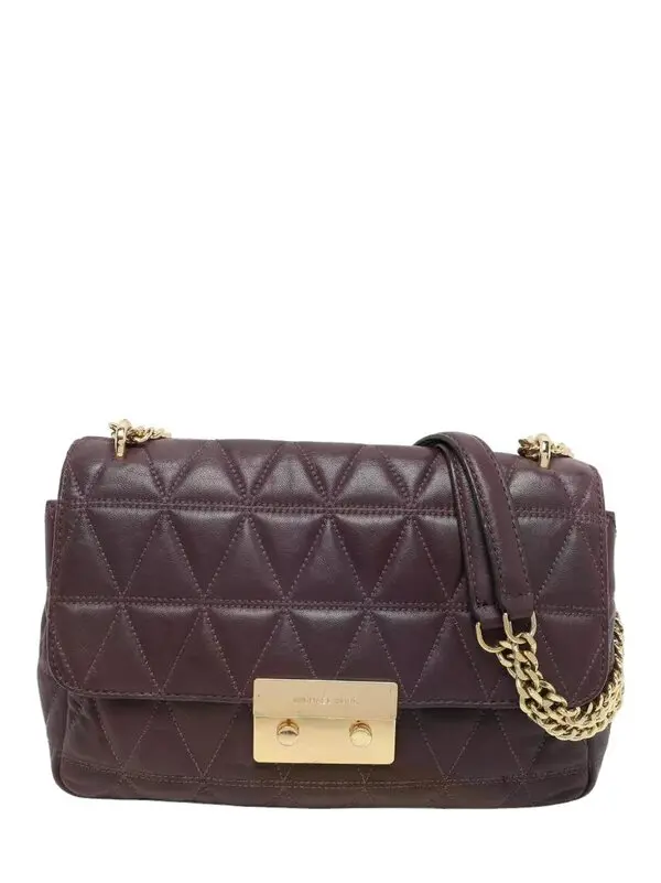 Michael Kors Large Quilted Flap Leather Shoulder Bag - Purple