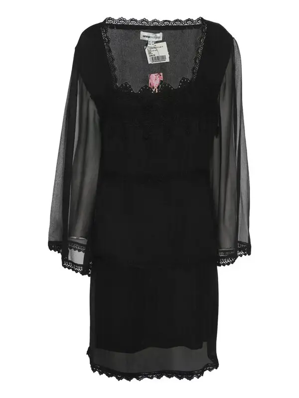 ANNA SCHOLZ Lace Georgette Top - Black