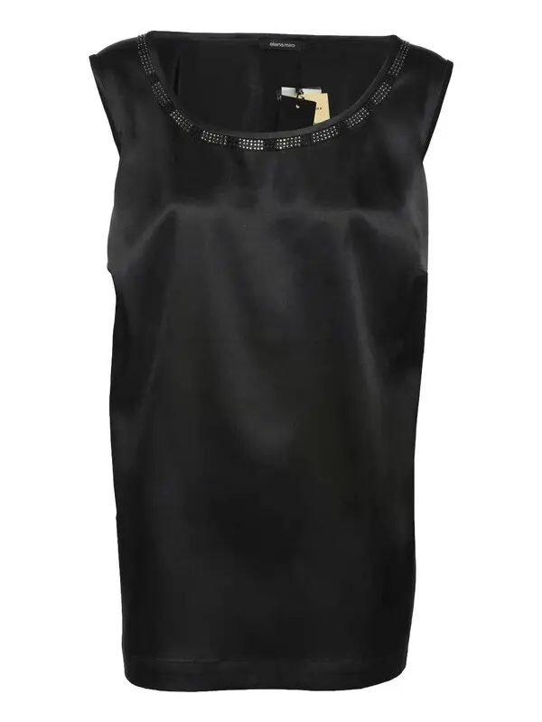 ELENA MIRO` Satin Crystal-embellished Top - Black
