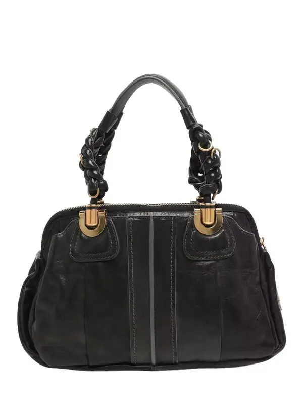 Chloé Heloise Braided Handle Leather Tote Bag - Black