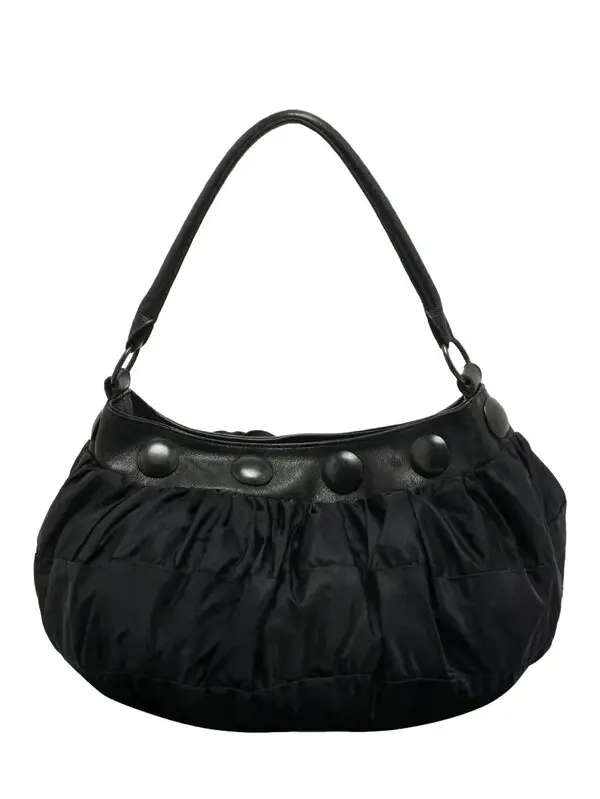 Issey Miyake Ruched Studded Shoulder Bag - Black