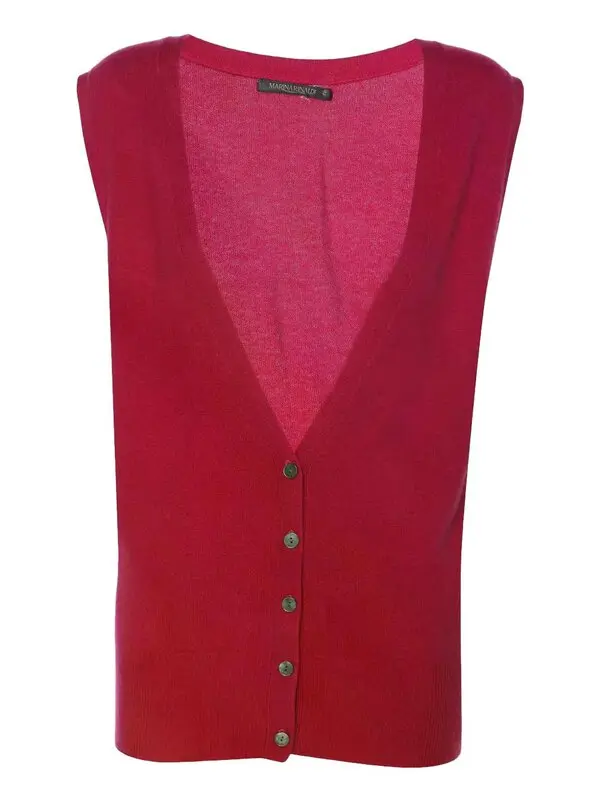 Marina Rinaldi Cashmere Button Waistcoat - Red