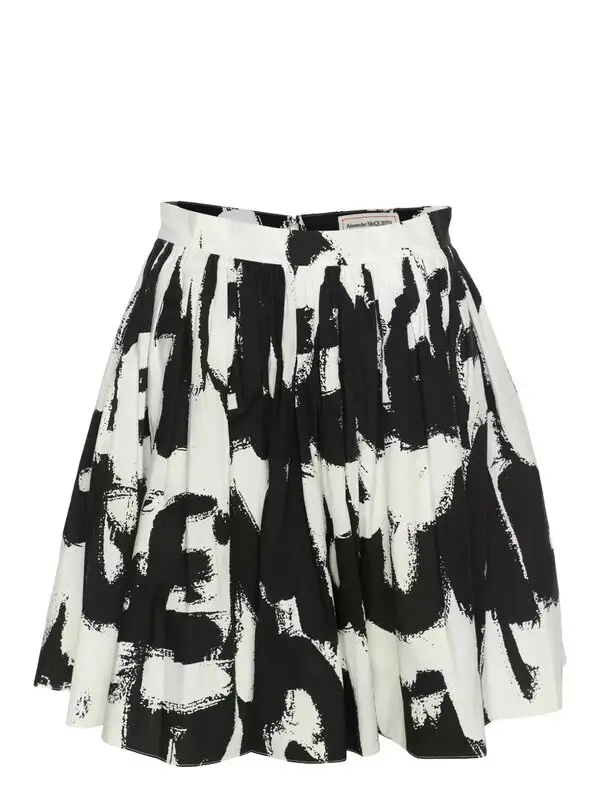 Alexander McQueen Abstract-print Pleated Skirt - White