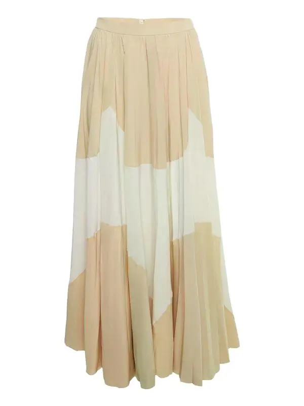 LOUIS VUITTON Silk Pleated Maxi Skirt - Neutrals
