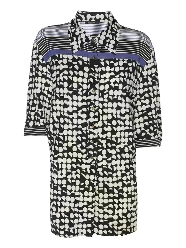 ELENA MIRÒ Polka-dot Button Top - Black