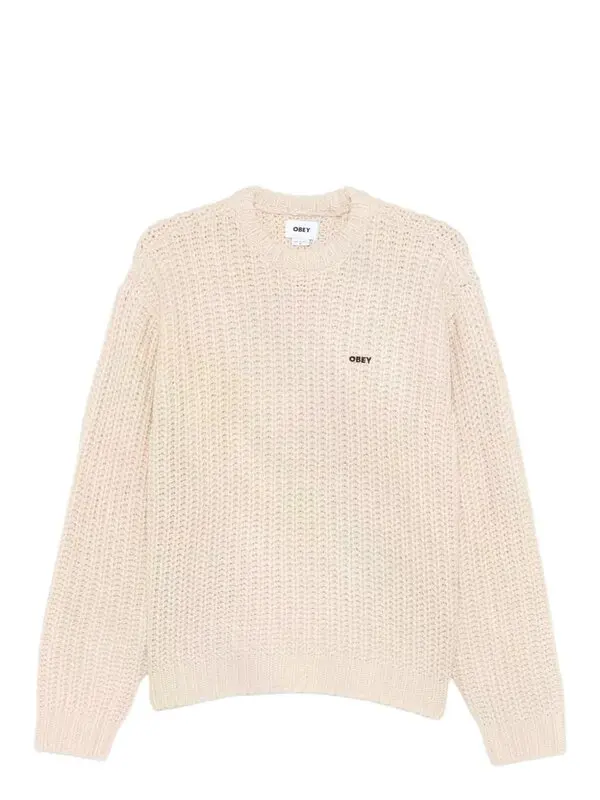 Obey Logo Knitted Sweater - Neutrals