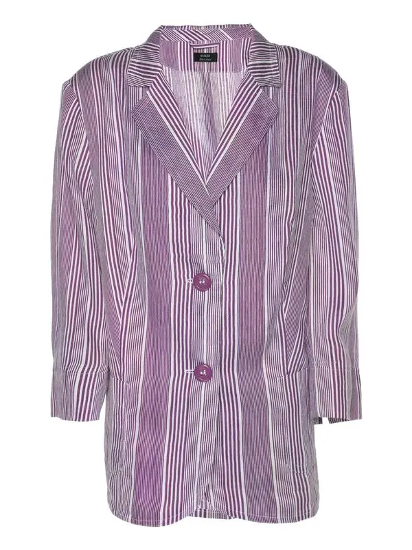 BASLER Striped Linen-blend Blazer - Purple