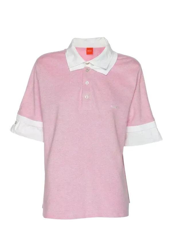 BOSS Cotton Polo Top - Pink