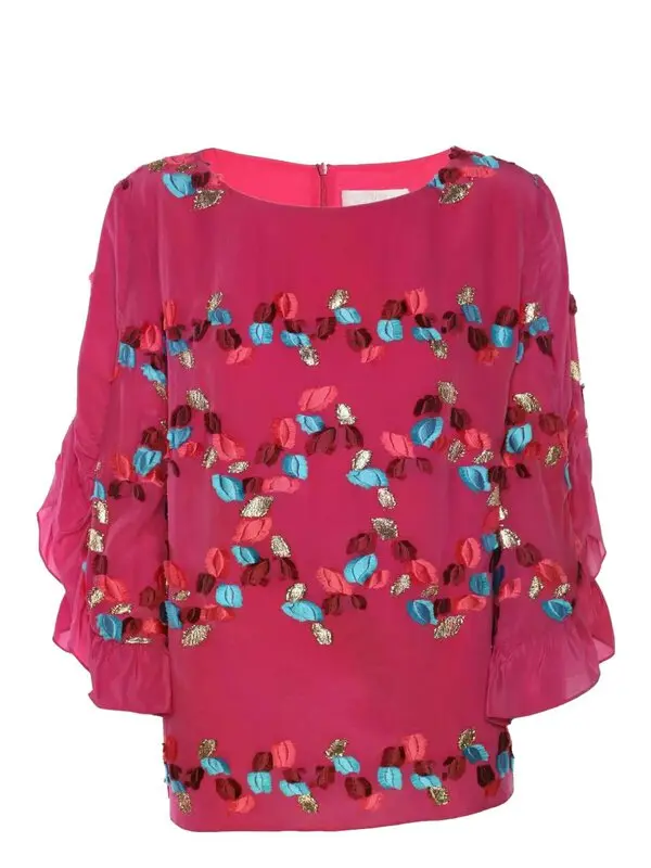 PETER PILOTTO Embroidered Peplum Top - Pink