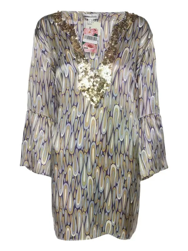 ANNA SCHOLZ Sequin-embellished V-neck Tunic - Neutrals